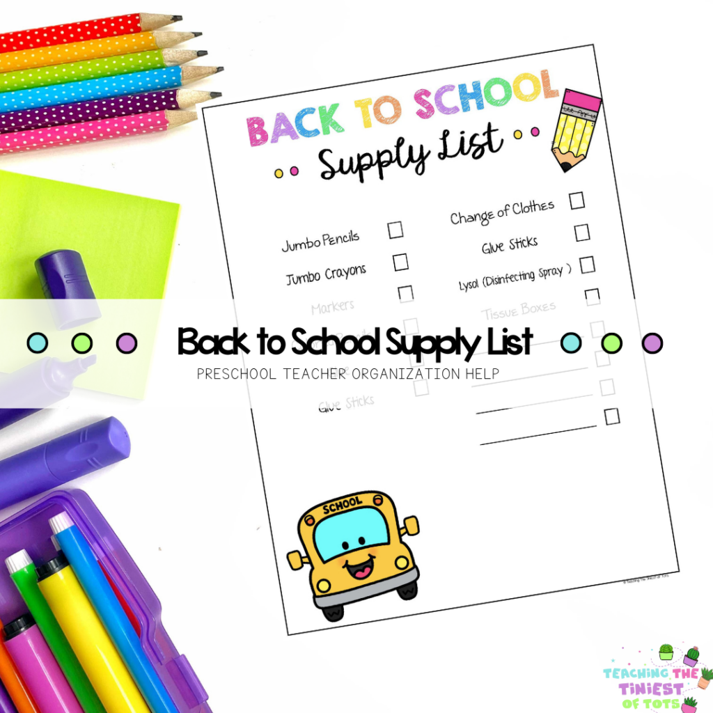 Free Back to School Supply List |Free Toddler Teacher Printables